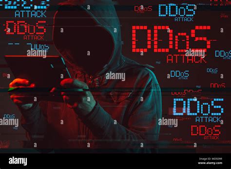Distributed Denial Of Service Or Ddos Attack Concept With Faceless