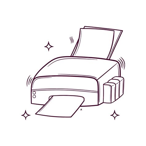 Impresora Icono Dibujado A Mano Ilustración Vectorial Dibujada A Mano