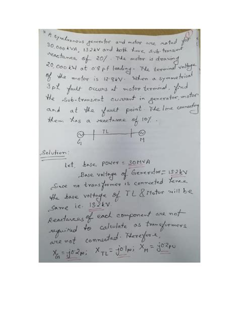 symmetrical fault math problem with solution pdf