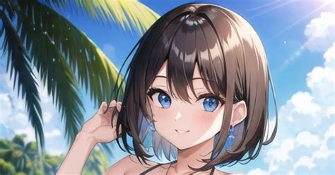Ai 宇宙に一番近い島（焦茶髪蒼眼娘） 日向あすかのイラスト Pixiv