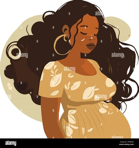 Pregnant Young Woman Pregnancy Motherhood Vector Illustration Stock