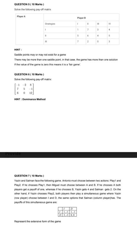 Solved Question Marks Solve The Following Pay Off Chegg