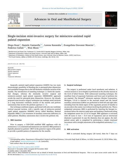 Pdf Single Incision Mini Invasive Surgery For Miniscrew Assisted