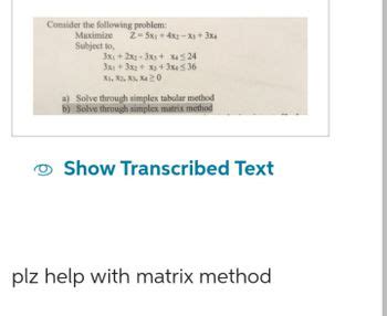 Answered A Solve Through Simplex Tabular Method Bartleby