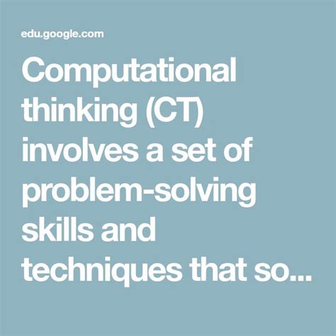 Computational Thinking Ct Involves A Set Of Problem Solving Skills