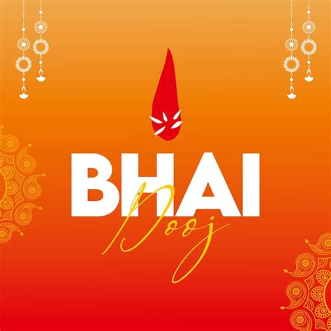 Happy Bhai Dooj의 캘리그라피 인도 축제 축제 배경 프리미엄 벡터