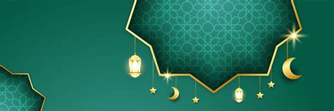 Motif Ramadhan Hijau Warnawarni Latar Belakang Desain Spanduk Lebar