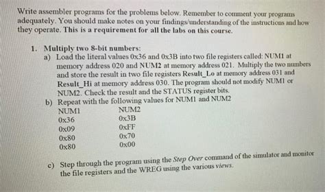 Solved Write Assembler Programs For The Problems Below