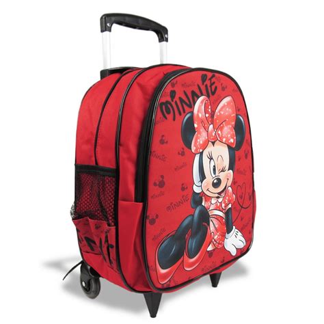 Kit Mochila De Rodinhas Tam M Lancheira E Estojo Minnie Ver