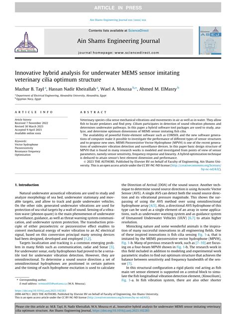 Pdf Innovative Hybrid Analysis For Underwater Mems Sensor Imitating