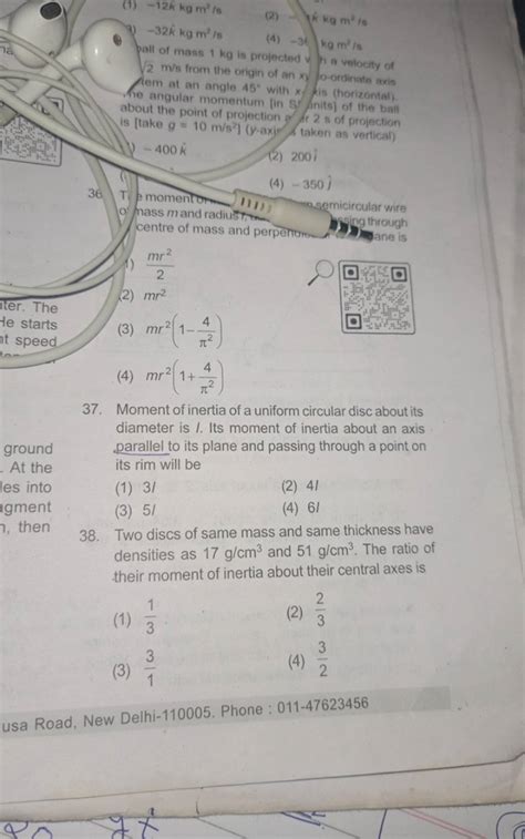 Pall Of Mass 1 Kg Is Projected V 4 36 A Velocity Of 2 Ms From The Or