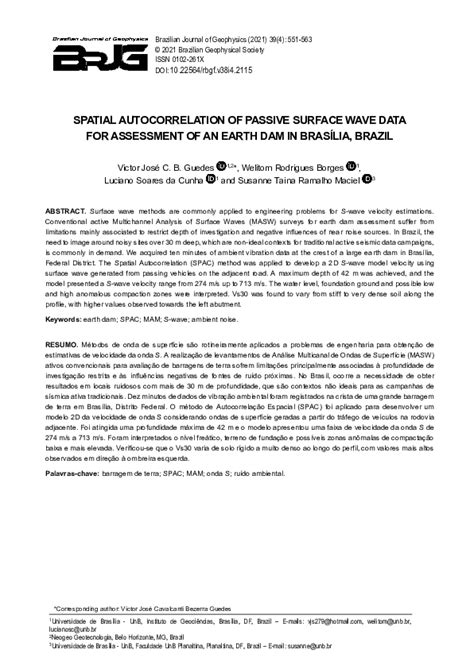 Pdf Spatial Autocorrelation Of Passive Surface Wave Data For Assessment Of An Earth Dam In