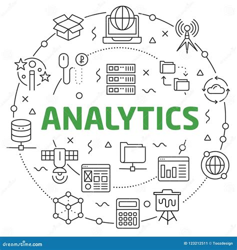 Lines Illustration Flat Circle And Icons Analytics Stock Vector