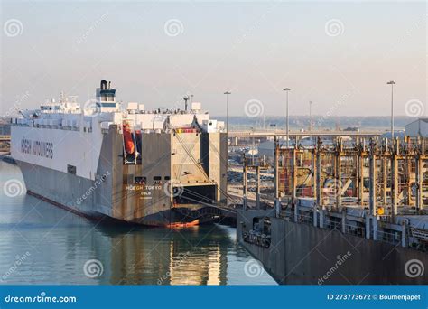 Stowed Containers In A Rows From Different Shippers On The Pier Of