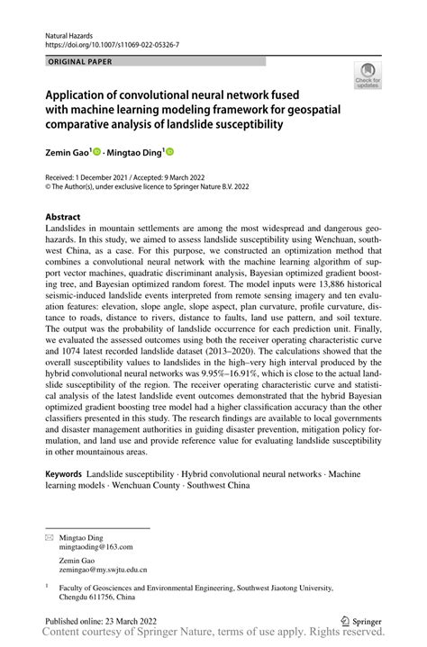 Application Of Convolutional Neural Network Fused With Machine Learning Modeling Framework For