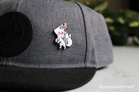 White Yokai Kitsune Fox Hard Enamel Pin 1 Inch Wide 125 Etsy