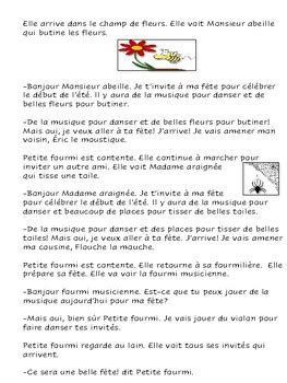Easy French Core Immersion Readings Petite Fourmi Invite Ses Amis