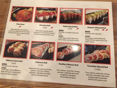 Menu At Full Moon Sushi Restaurant San Clemente