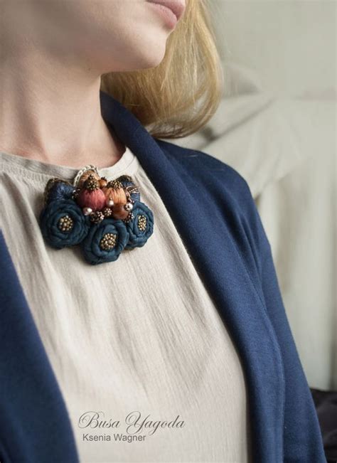 Брошь Осенний букет Тканевое ожерелье Брошь Бохо