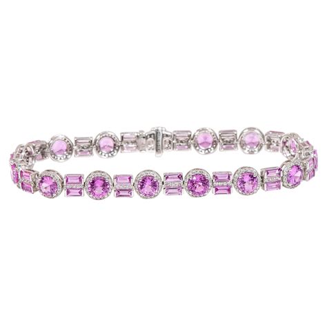 Pink Sapphire Diamond Gold Tennis Bracelet For Sale At 1stdibs