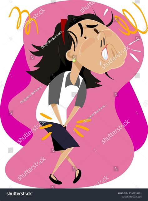 Girl Desperate Pee Funny Illustration Stock Vector Royalty Free