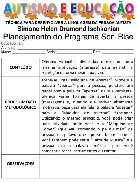 80 Planejamento De Atividades Para Desenvolver A Linguagem Do Autista