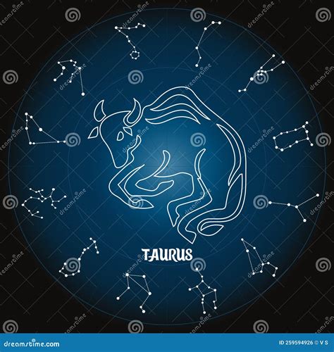 Zodiac Sign Taurus In Astrological Circle With Zodiac Constellations