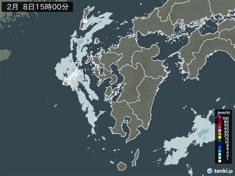 九州地方の過去の雨雲レーダー2024年02月08日 日本気象協会 Tenkijp