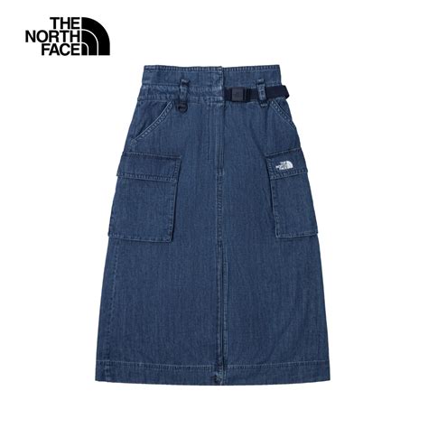 【the North Face 官方旗艦】北面ue女款藍色附可調節腰帶高腰牛仔短裙｜8a7qdf7 長褲 Yahoo奇摩購物中心