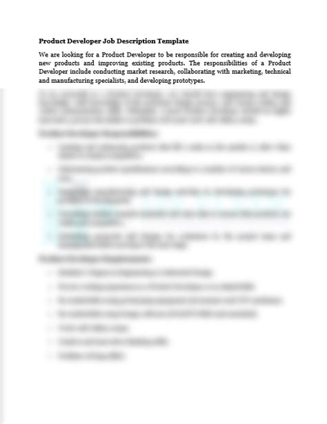 Product Developer Job Description Hrfleek