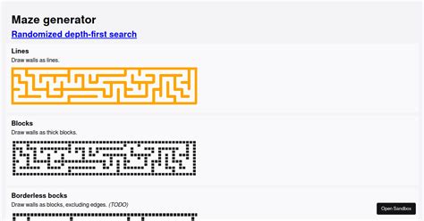 typescript maze generator codesandbox