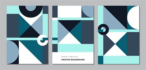 기하학적 포스터 Bauhaus는 추상적 인 기하학으로 템플릿을 다룹니다 복고풍 아키텍처는 모양 형태 선 및 눈 디자인 벡터 세트를 최소화합니다 잡지 저널 크리에이티브 아트