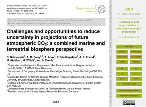 PDF Challenges And Opportunities To Reduce Uncertainty In Projections Of Future Atmospheric