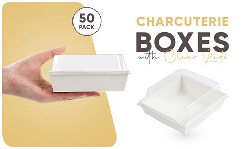 50 Pack Small Charcuterie Boxes With Clear Lids To Go Paper Mini Charcuterie Box