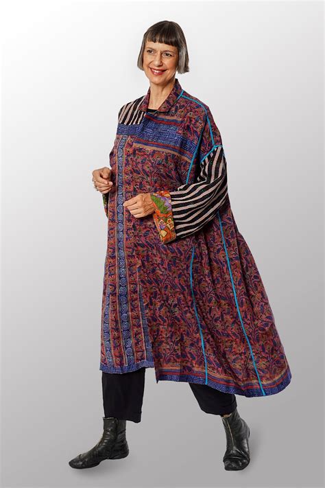 Vintage Silk Georgette Kantha New Oversized Coat Sg2342 0003a