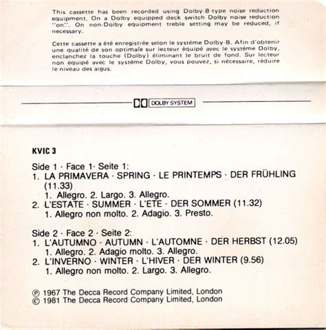 Le Quattro Stagioni The Four Seasons Die Vier Jahreszeiten Les