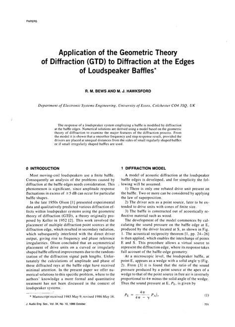 Pdf Application Of The Geometric Theory Of Diffraction Gtd To Diffraction At The Edges Of