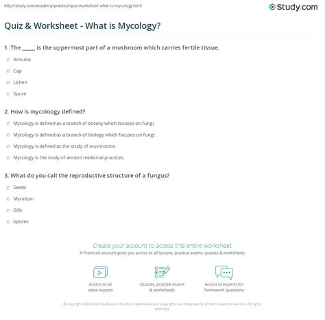 Quiz And Worksheet What Is Mycology