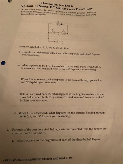Solved HoMEWORK FOR LAB VOLTAGE IN SIMPLE DC CIRCUITS AND Chegg