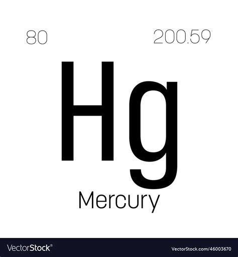 Mercury Hg Periodic Table Element Royalty Free Vector Image