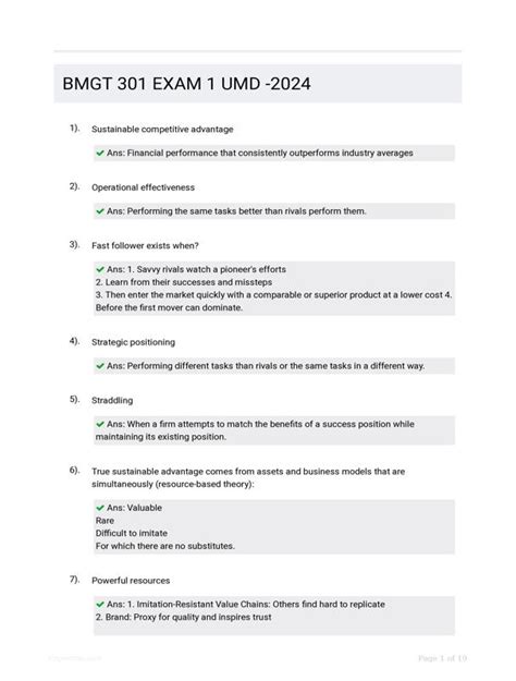 BMGT 301 EXAM 1 UMD 2024