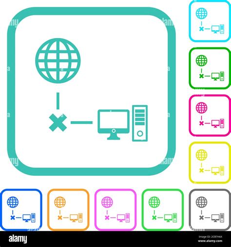 Offline Computer Vivid Colored Flat Icons In Curved Borders On White Background Stock Vector