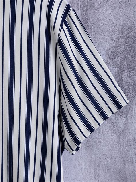 Hombres Camisa De Rayas Azul Y Blanco Yaxa Store