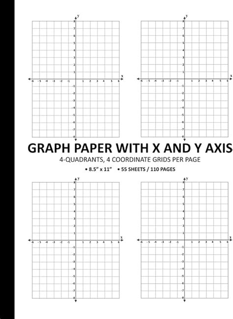 Graph Paper Template With X Y Axis Grid Paper Printable 4 Quadrant
