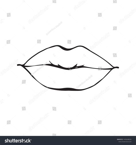 Sexy Plump Lips Kiss Isolated Line Stock Vector Royalty Free
