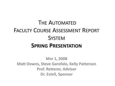 Ppt The Automated Faculty Course Assessment Report System Spring Presentation Powerpoint