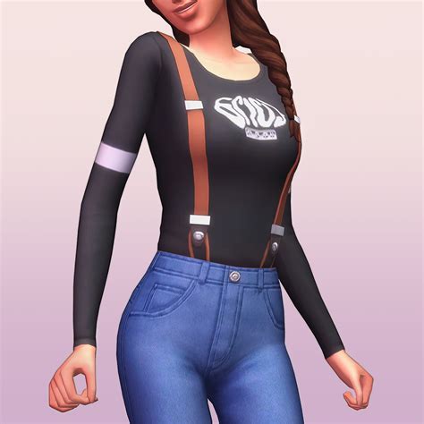 T Shirt With Suspenders Darte77 Custom Content For Ts4 Sims 4 Otosection