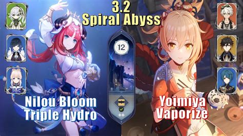 Nilou Bloom Triple Hydro Yoimiya Vaporize 3 2 Spiral Abyss Floor 12 9 Stars Genshin Impact