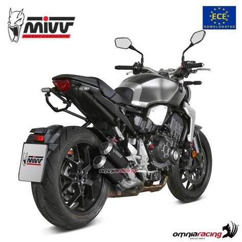 Mivv Pair Of Exhausts Slip On Mk3 Approved Black Steel Honda Cb1000r