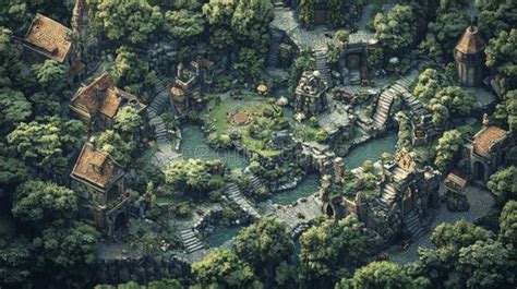 Mystical Forest Hideaway With Hidden Pathways Stock Illustration